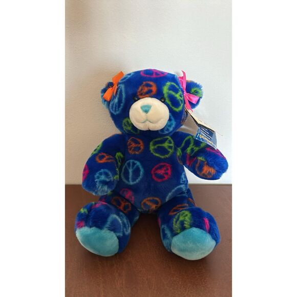 Build-A-Bear | Toys | Build A Bear Peace Sign Blue Bear Plush Animal ...